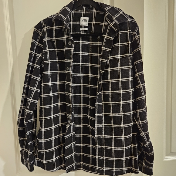 Zara | Jackets & Coats | Mens Zara Blackwhite Overcoat Size Medium ...